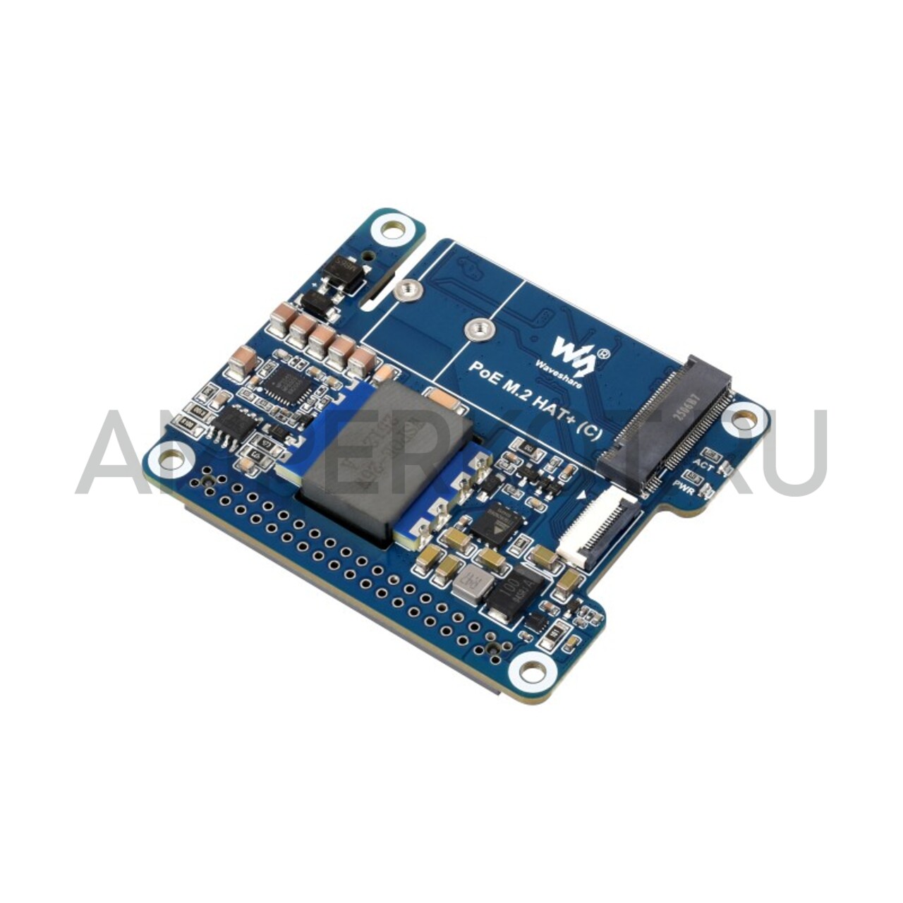 Купить Адаптер Waveshare PCIe-M.2 с PoE (C) для Raspberry Pi 5 NVMe, M.2