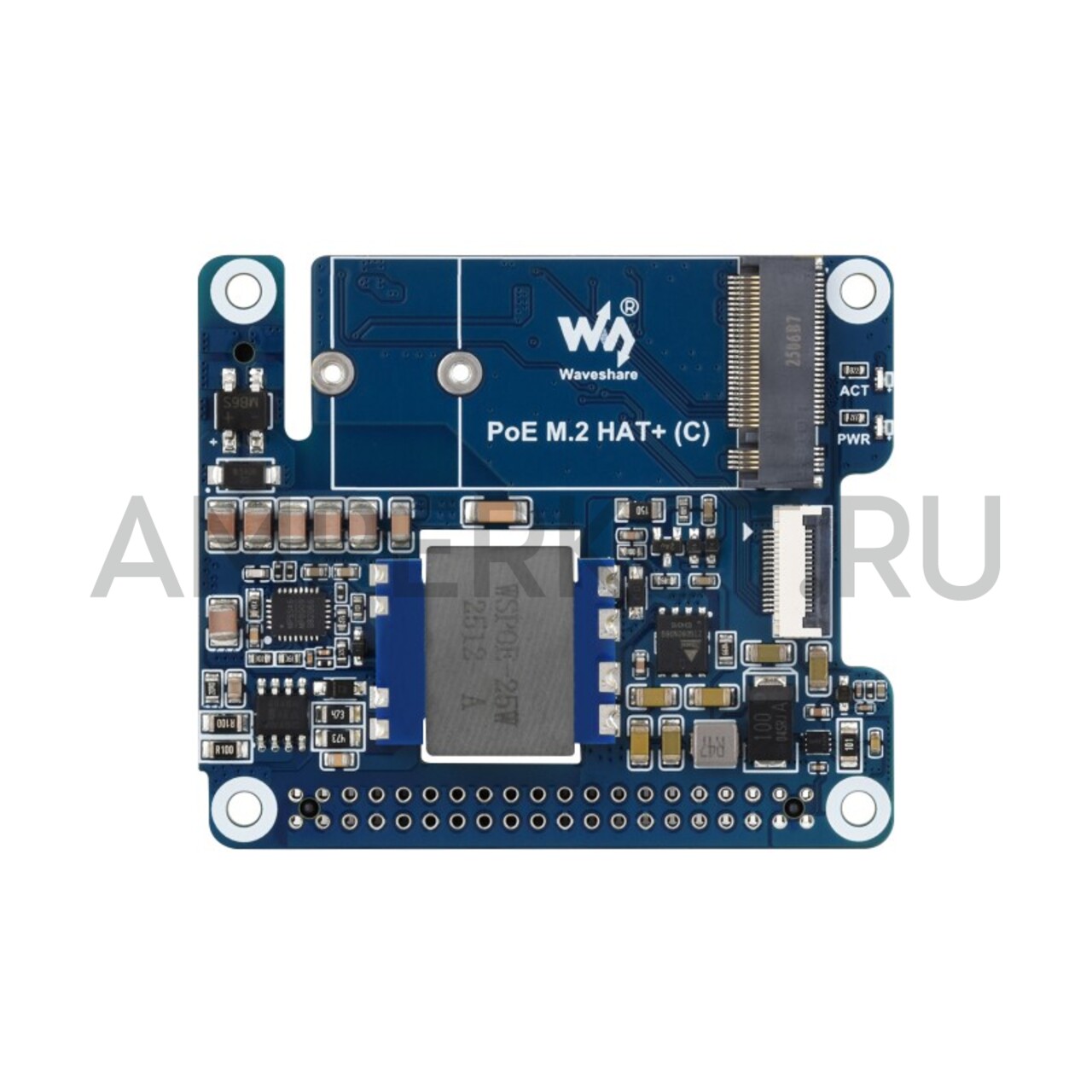 Купить Адаптер Waveshare PCIe-M.2 с PoE (C) для Raspberry Pi 5 NVMe, M.2